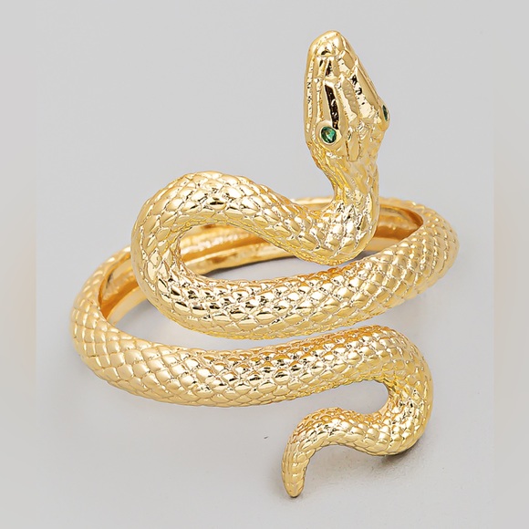 Jewelry | Green Eye Coiled Snake Ring | Poshmark